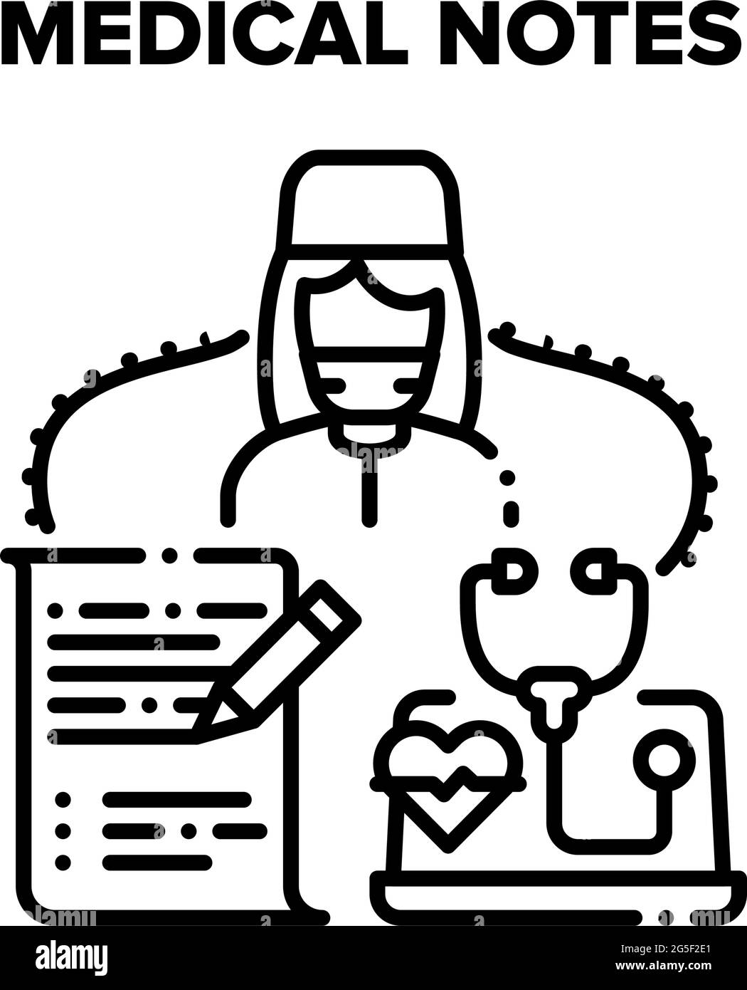 Medical Notes Vector Concept Black Illustration Stock Vector Image ...