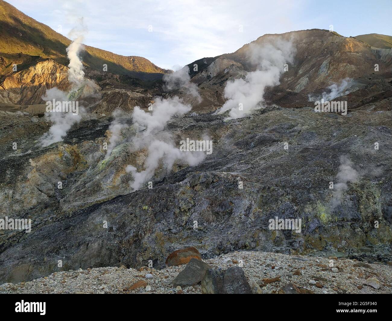 Indonesia active volcano of mountain West Java Stock Photo - Alamy