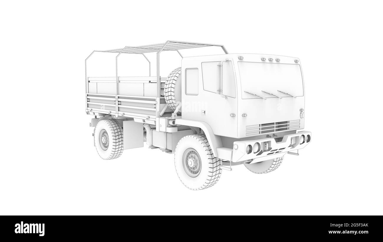 3D rendering of an army truck millitary vehicle logistics lorry ...