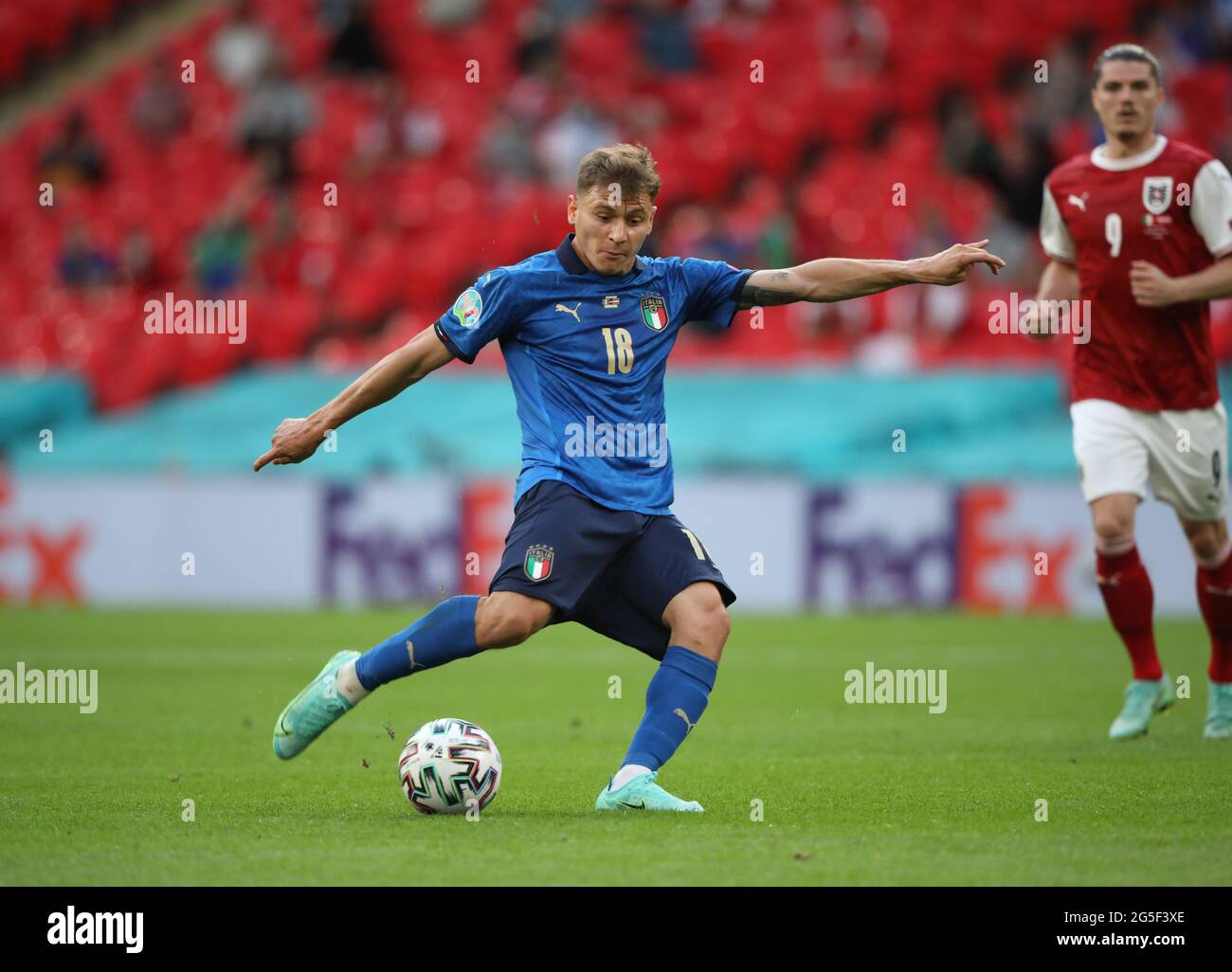 London, UK. 26th June, 2021. Nicolo Barella (I) at the Italy v Austria ...