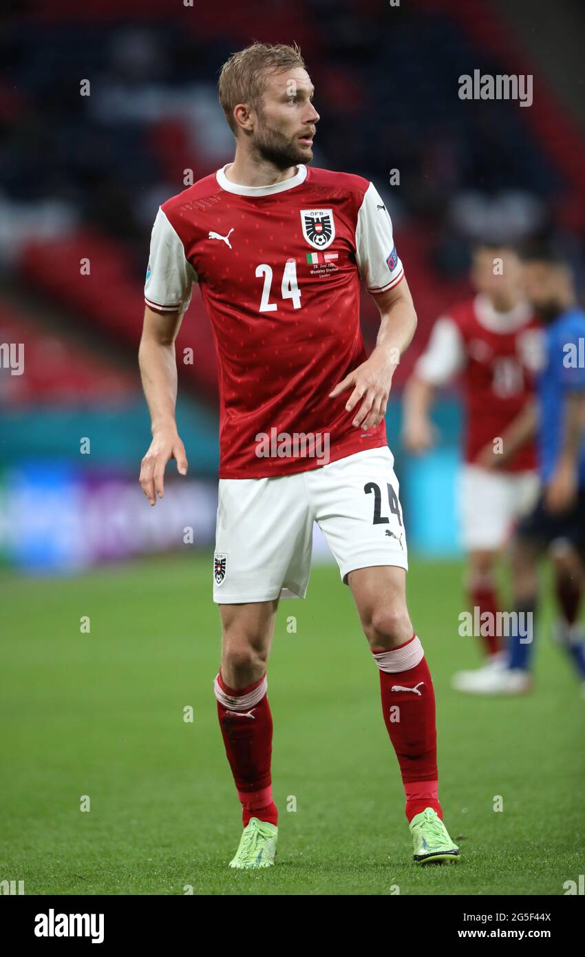 London, UK. 26th June, 2021. Konrad Laimer (A) at the Italy v Austria ...
