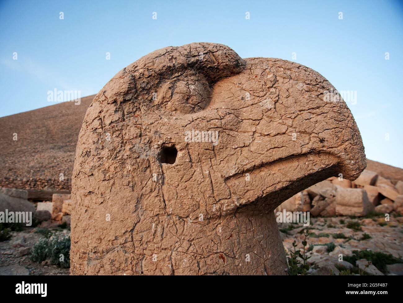 Ancient statues on the top of Nemrut mount, Turkey. The mount Nemrut is ...