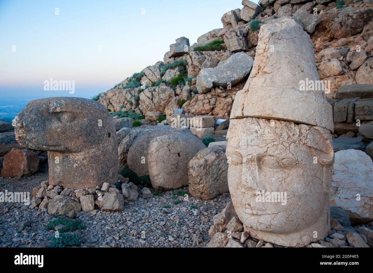 Ancient statues on the top of Nemrut mount, Turkey. The mount Nemrut is ...