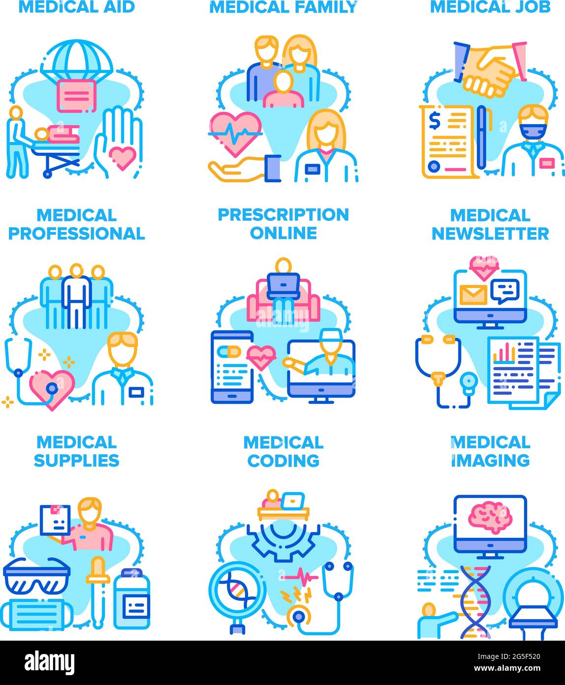 Medical Aid Job Set Icons Vector Illustrations Stock Vector Image & Art ...