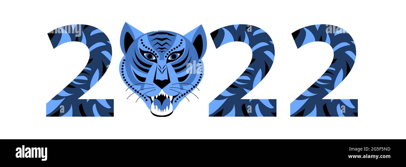 2022 black numbers and tiger print on white background Stock Vector ...