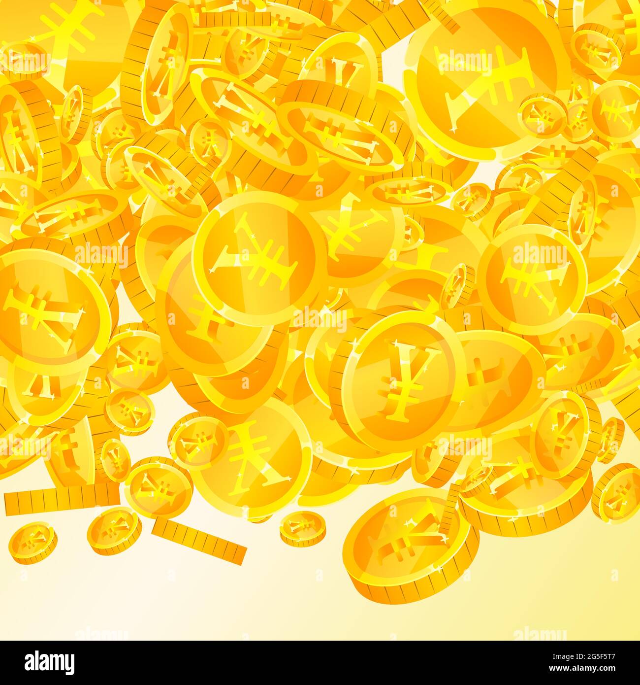 Chinese yuan coins falling. Excellent scattered CNY coins. China money ...