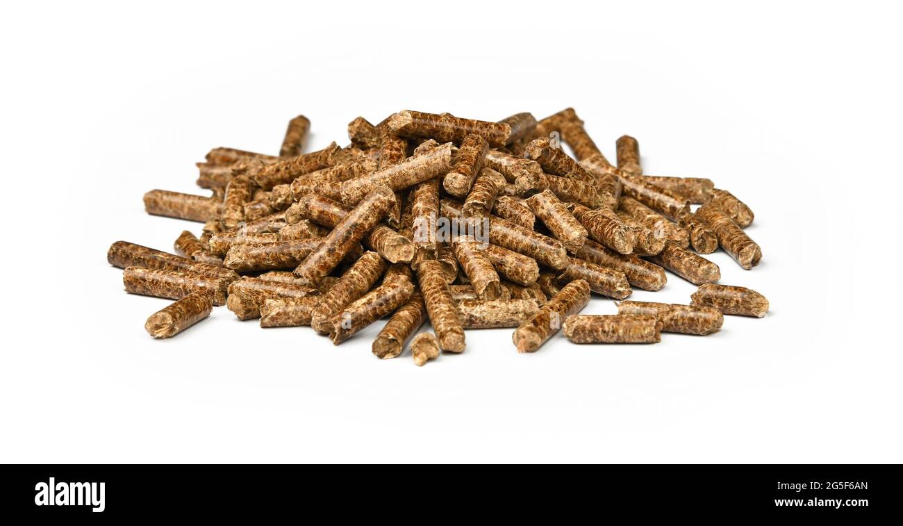 Close up pile of hardwood pellets for natural food smoking and cooking ...