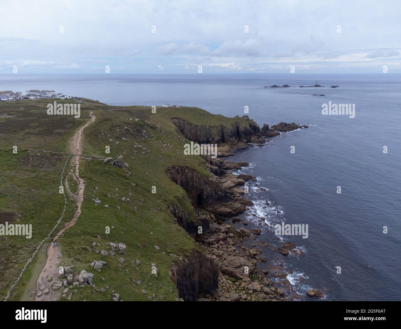 Lands end cornwall england uk aerial drone Stock Photo - Alamy