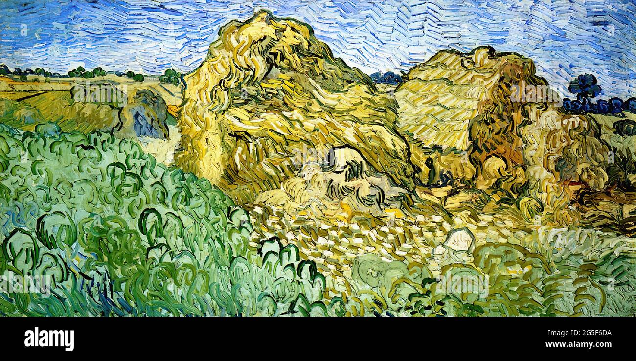 Vincent Van Gogh - Field with Stacks Wheat 1890 Stock Photo - Alamy