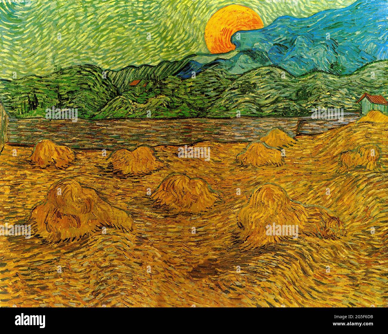 Vincent Van Gogh - Evening Landscape with Rising Moon 1889 Stock Photo ...