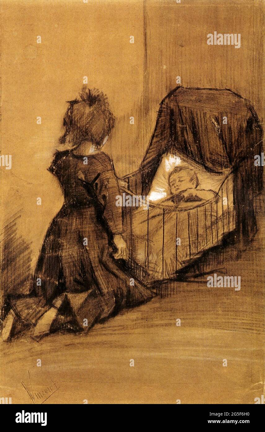 Vincent Van Gogh - Girl Kneeling Cradle 1883 Stock Photo - Alamy