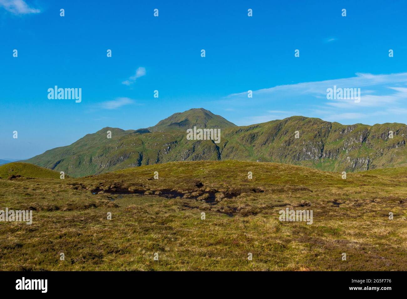 The Tarmachan ridge seen from the path to Meall Corranaich, with the ...