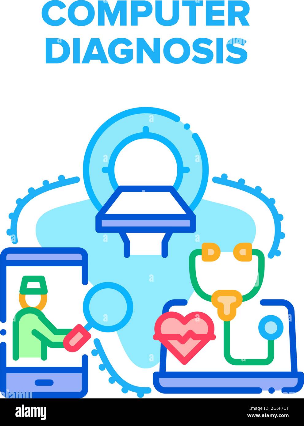 Computer Medical Diagnosis Vector Concept Color Stock Vector Image ...