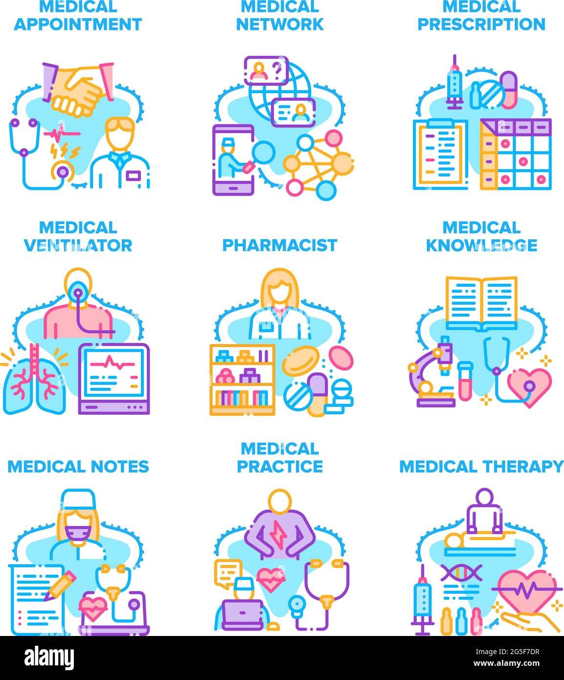 Medical Practice Set Icons Vector Illustrations Stock Vector Image ...