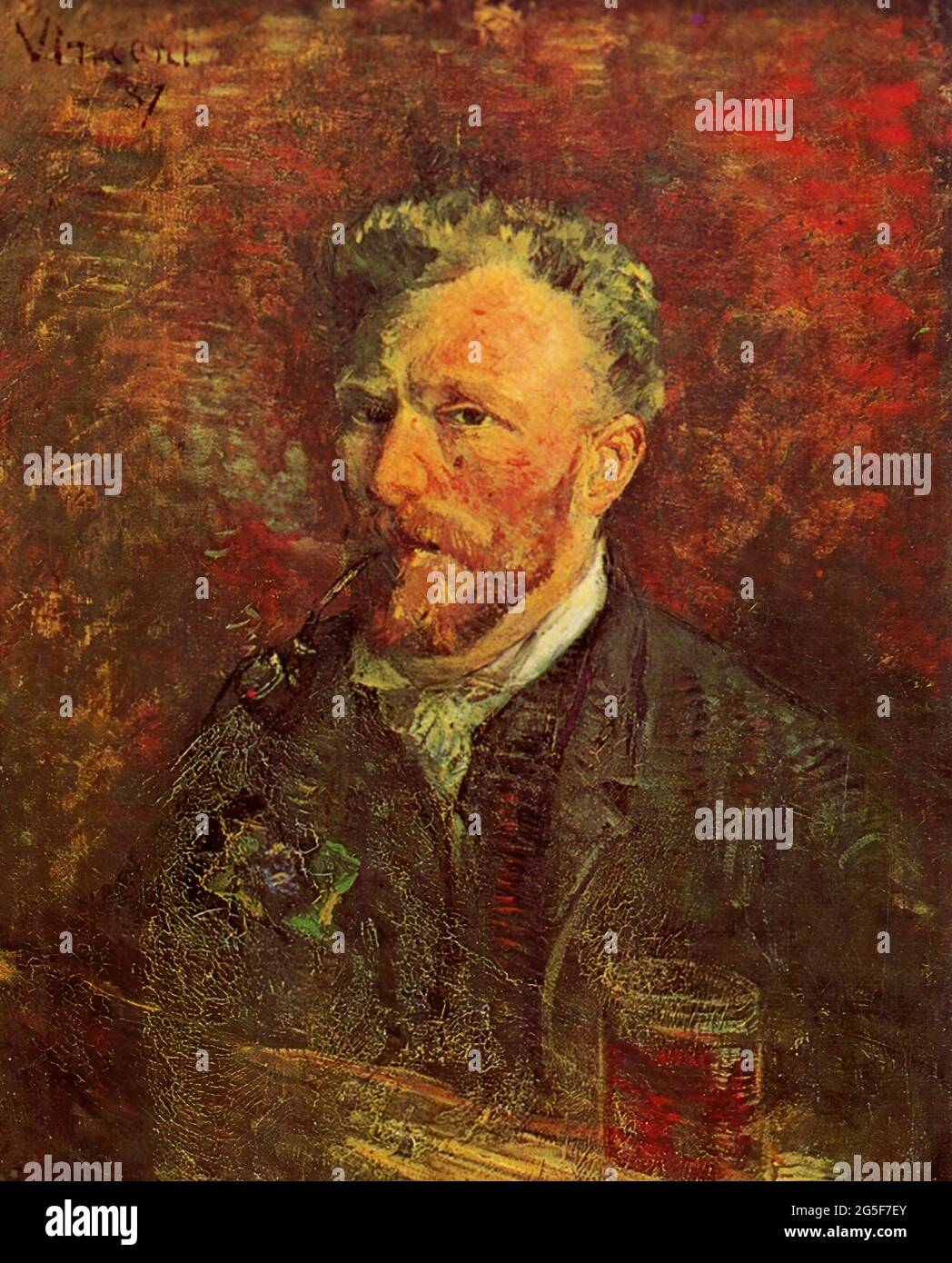 Vincent Van Gogh - Self Portrait with Pipe Glass 1887 Stock Photo - Alamy