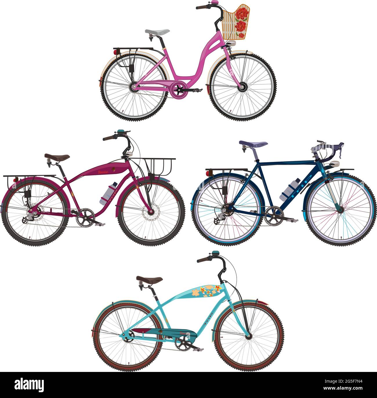 Vector set of city bikes in flat style Stock Vector Image & Art - Alamy
