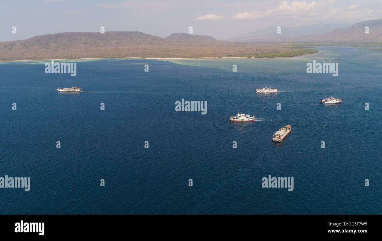 public ferry ships carrying passengers from Gilimanuk harbour ferry ...