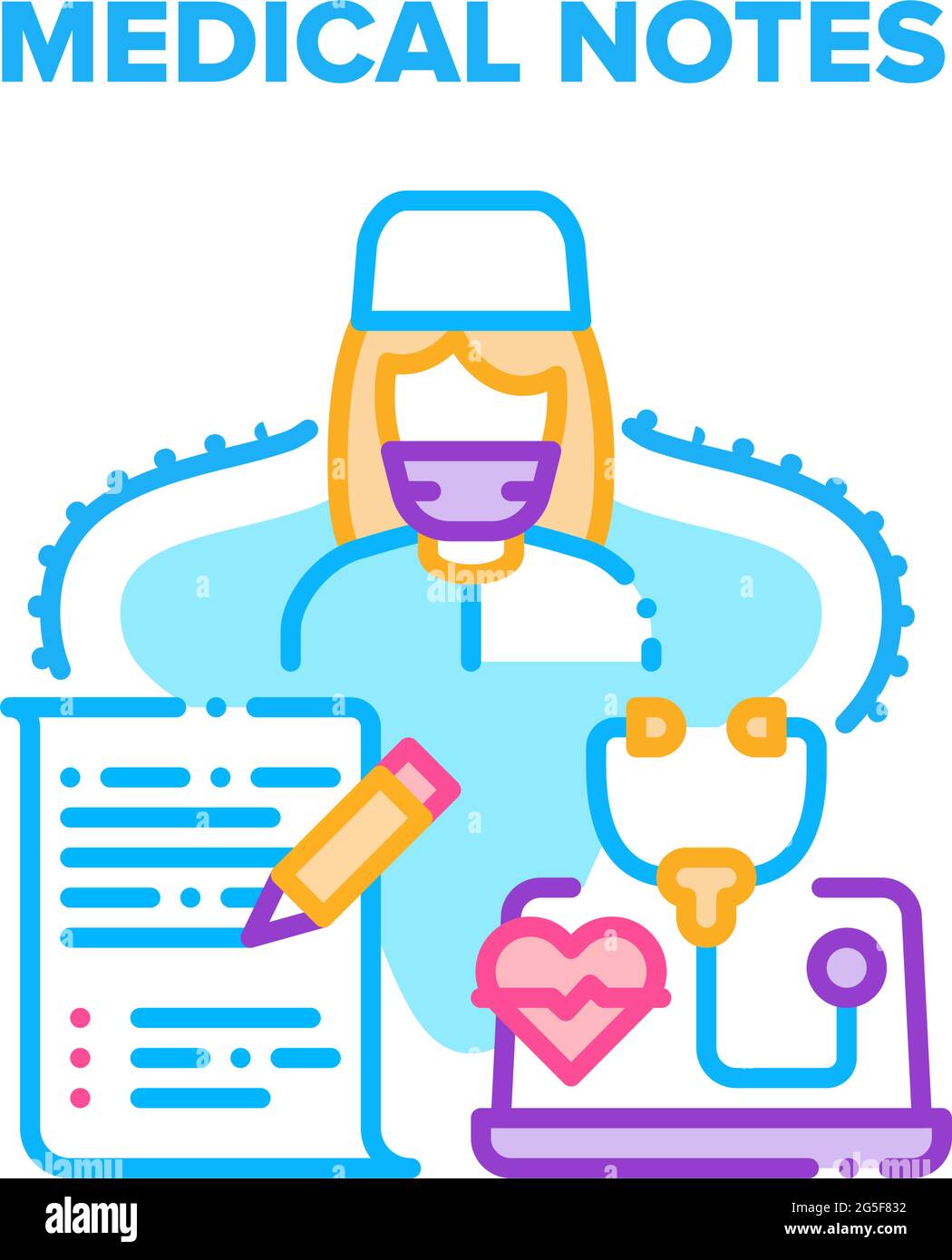 Medical Notes Vector Concept Color Illustration Stock Vector Image ...