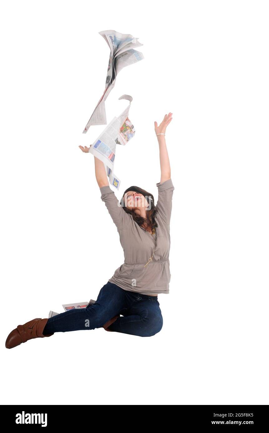 Woman ripping up paper hi-res stock photography and images - Alamy