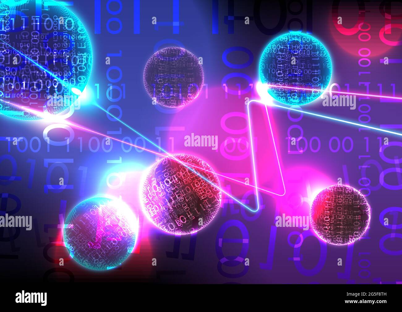 Futuristic technology number and sphere background. Neon light and ...