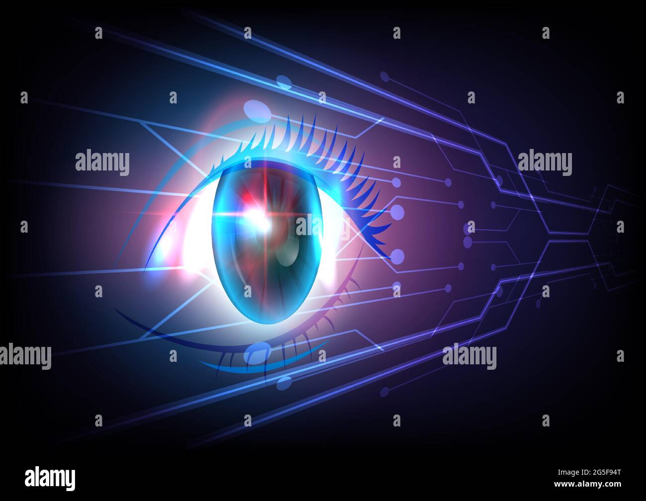 Security and safety concept. Perspective glowing Eye of technology ...