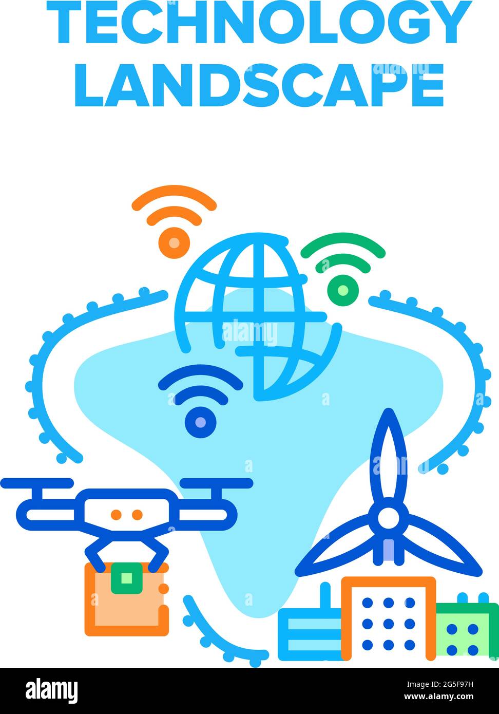 Technology Modern Landscape Vector Concept Color Stock Vector Image ...