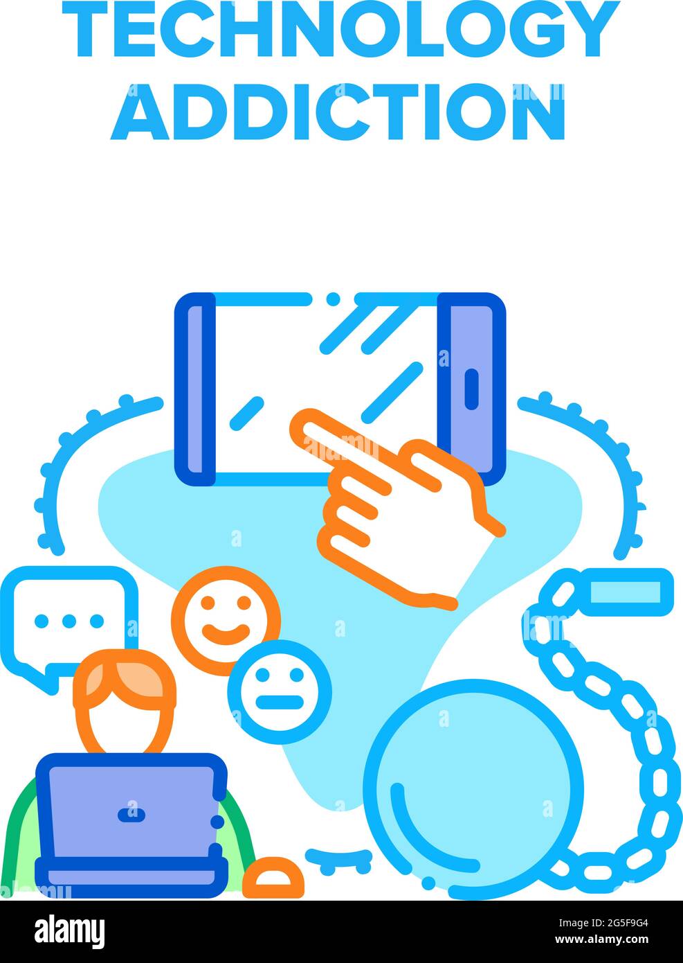 Technology Gadget Addiction Vector Concept Color Stock Vector Image ...