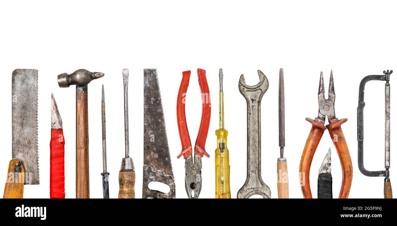 Work tools isolated on white background Stock Photo - Alamy