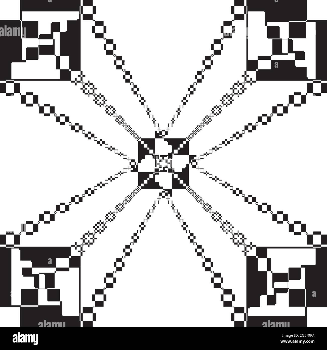 Abstract arabesque four corner string chains structure black on ...