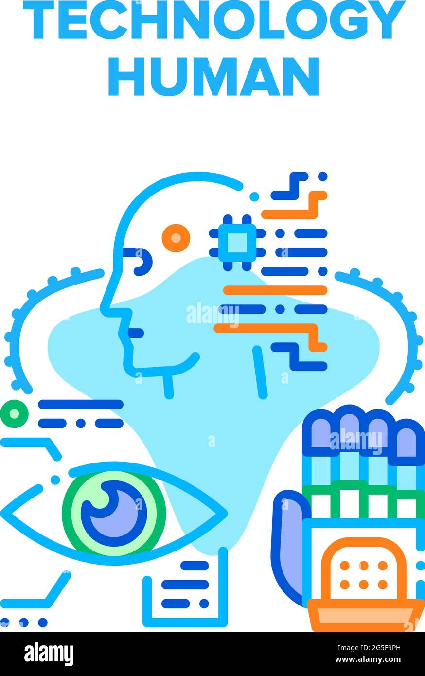 Technology Human Vector Concept Color Illustration Stock Vector Image ...