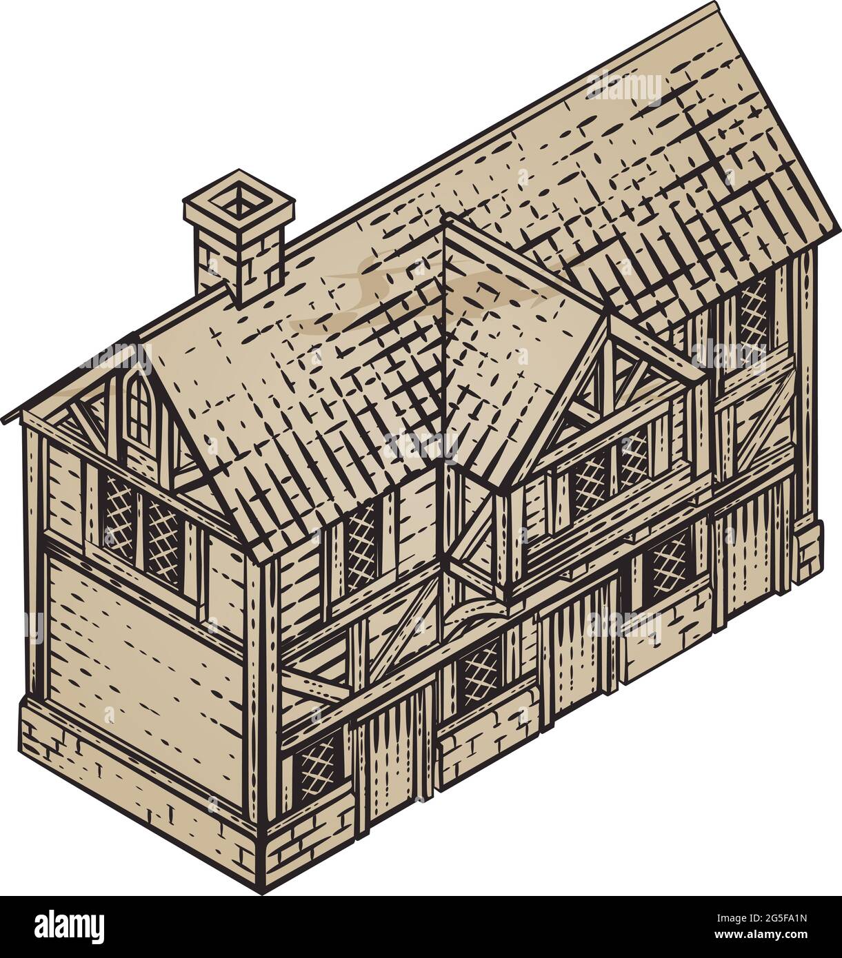 Medieval Building Map Icon Vintage Illustration Stock Vector Image ...