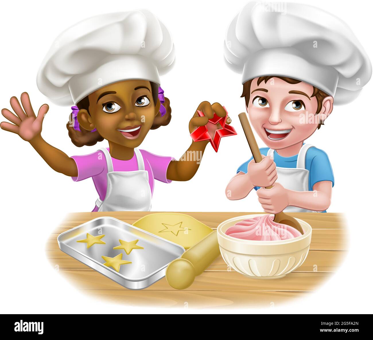 Girl and Boy Cartoon Child Chef Cook Kids Stock Vector Image & Art - Alamy