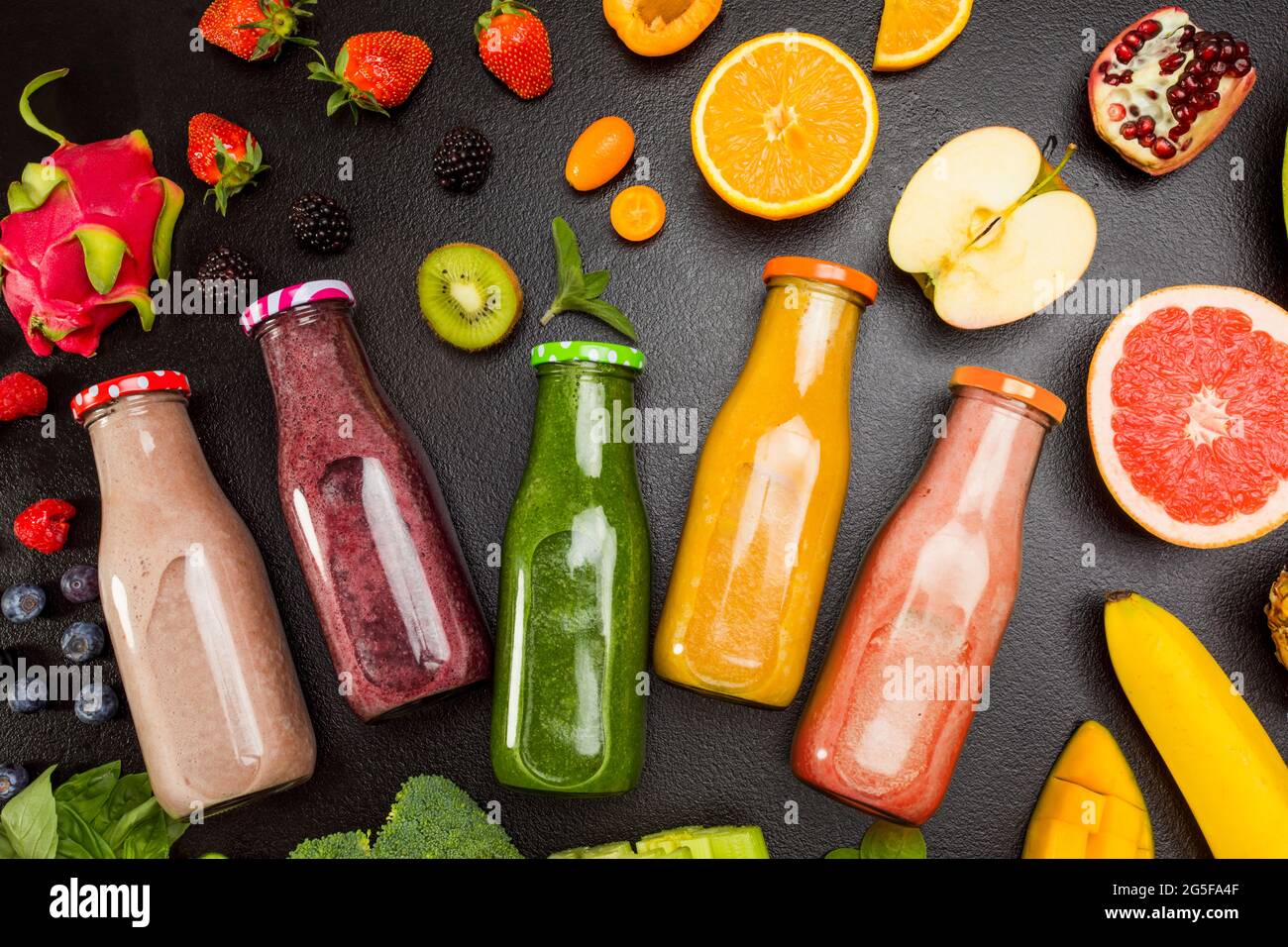 The wonderful natural smoothies in glasses for every taste Stock Photo ...
