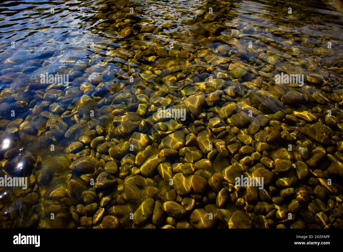 Pebbles under water in small lake Stock Photo - Alamy