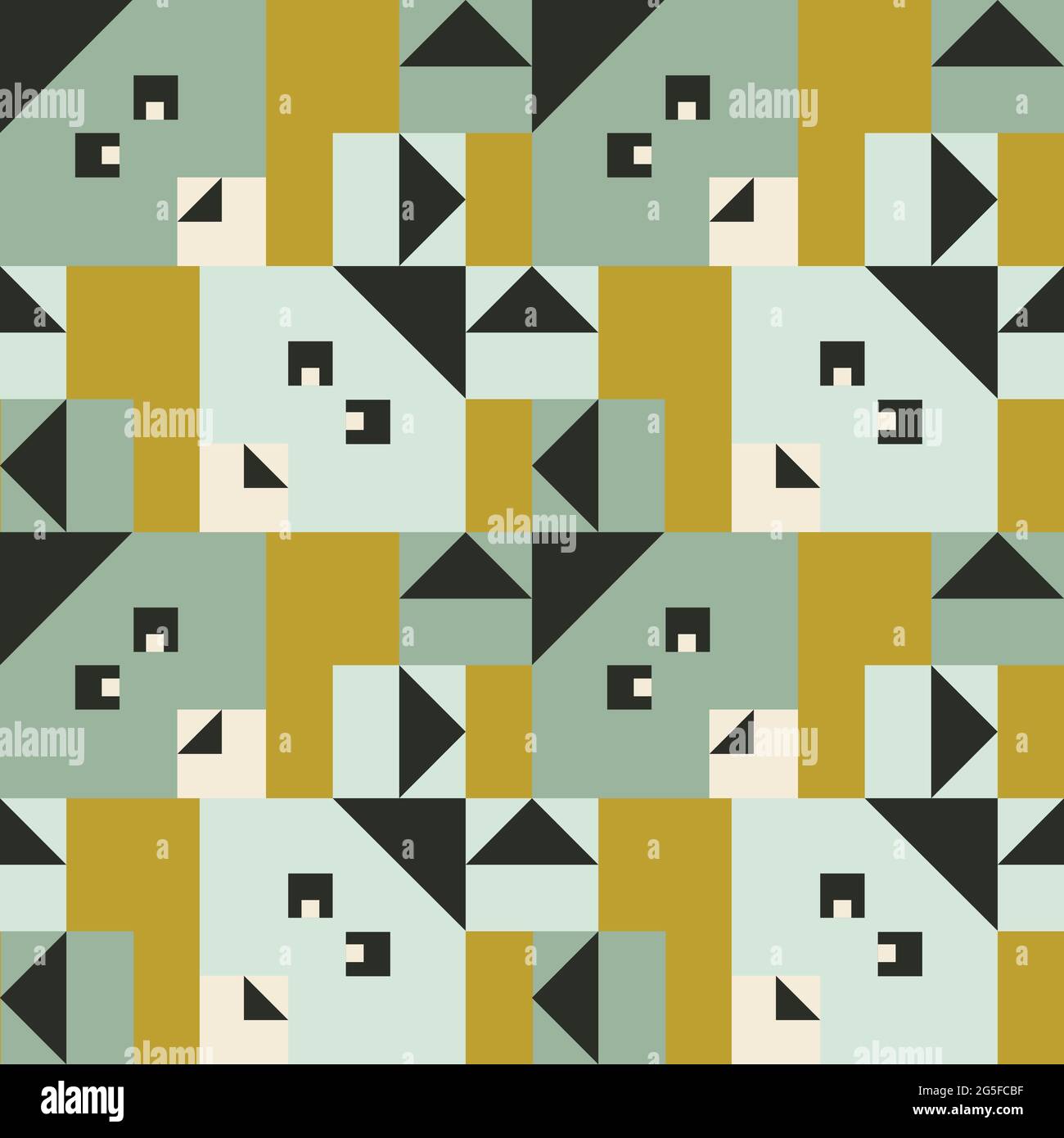 Seamless vector pattern with geometrical rabbits on green background ...