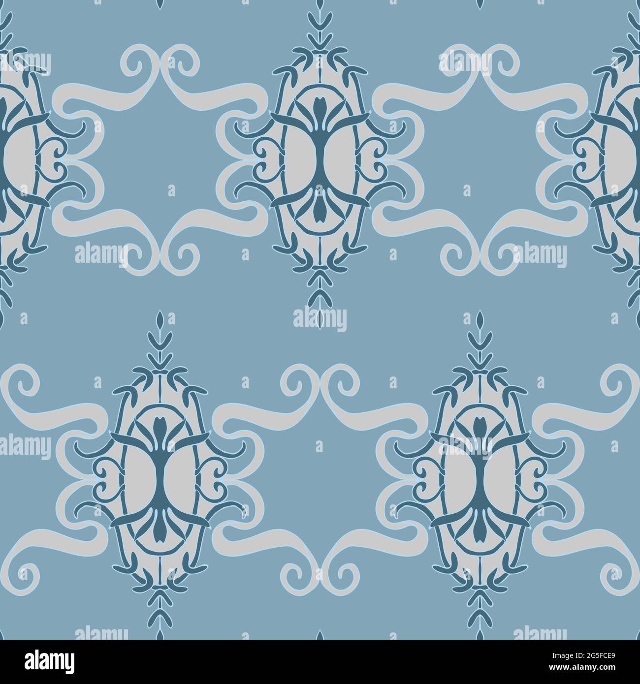 Seamless vector wallpaper Victorian style design on blue. Vintage ... Seamless vector wallpaper Victorian style design on blue. Vintage ...