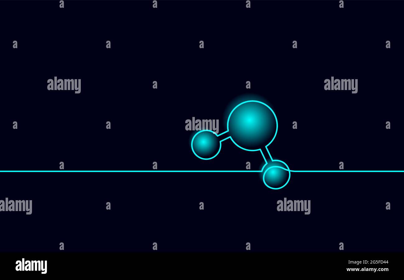 One line water molecule structure concept. Continuous line science ...