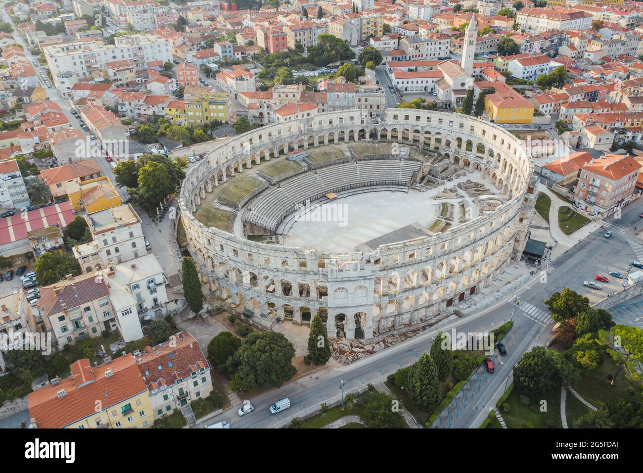 Aerial view on Arena in Pula, croatia antique style amphitheatre in ...