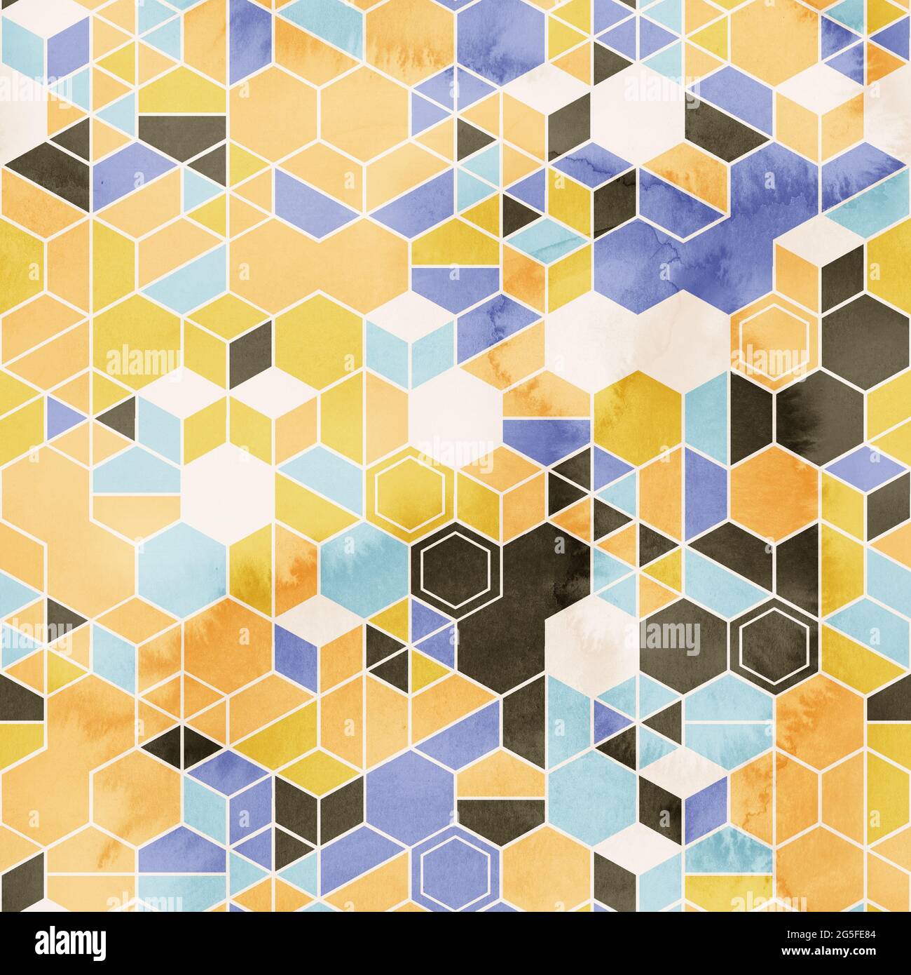 Seamless pattern of hexagons in random colors in watercolor Stock Photo ...