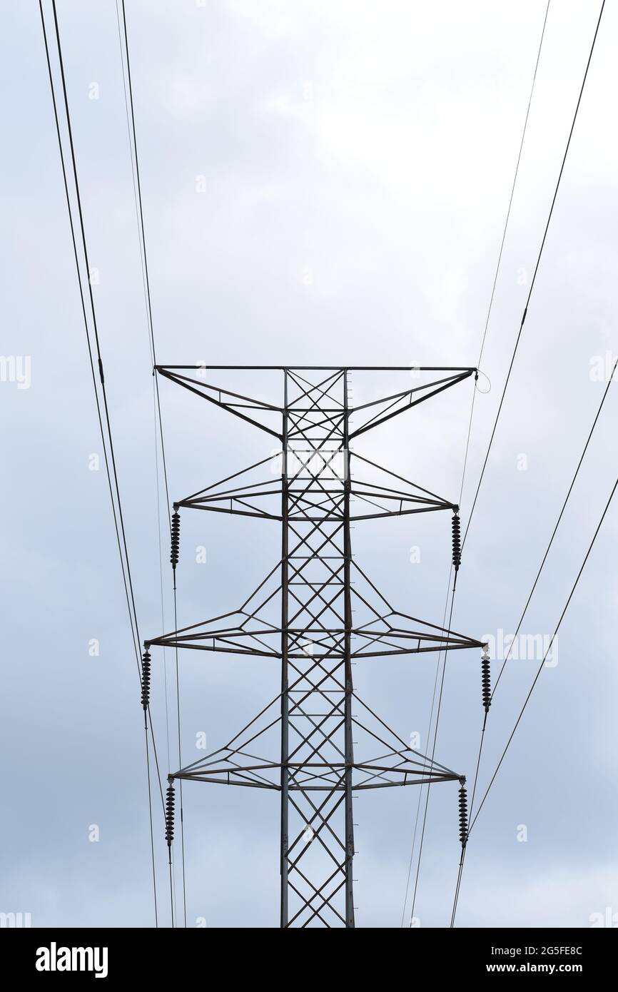 Electrical wires in a rural setting. Power industry and infrastructure ...