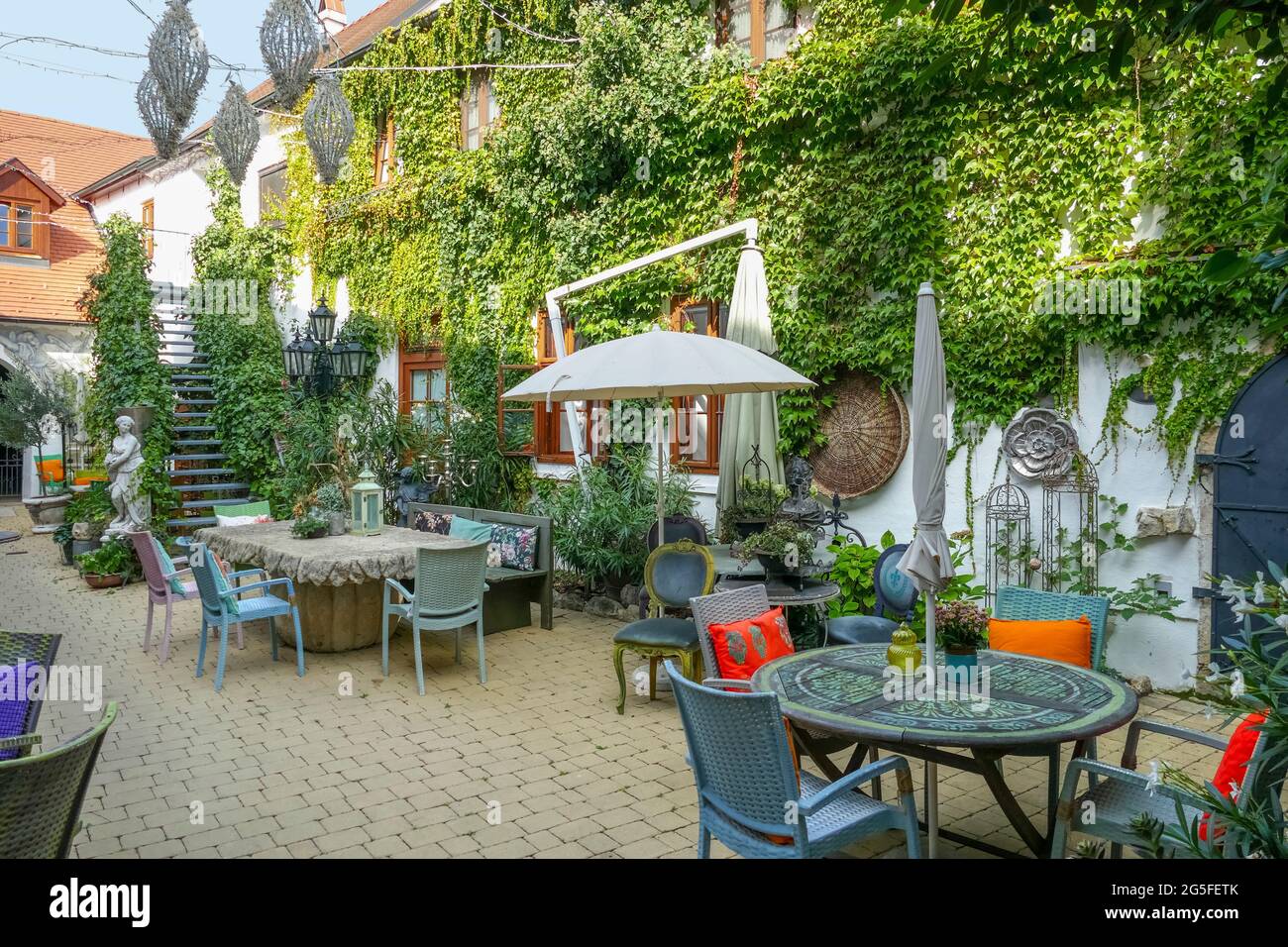 idyllic scenery in a town named Moerbisch am See at the shore of Lake ...