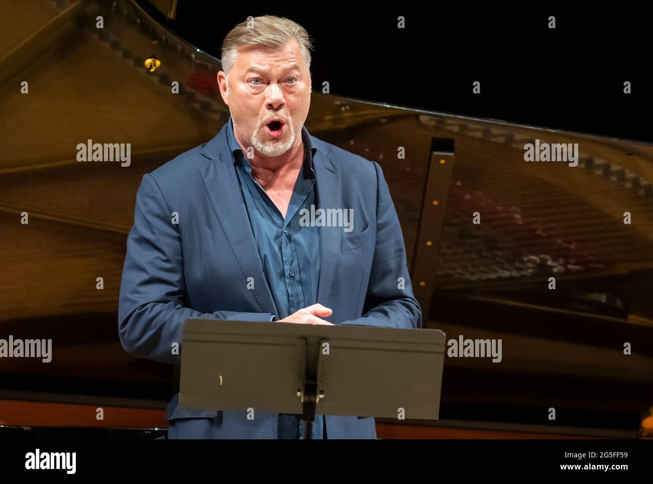 Dresden, Germany. 27th June, 2021. Singer René Pape performs during the ...