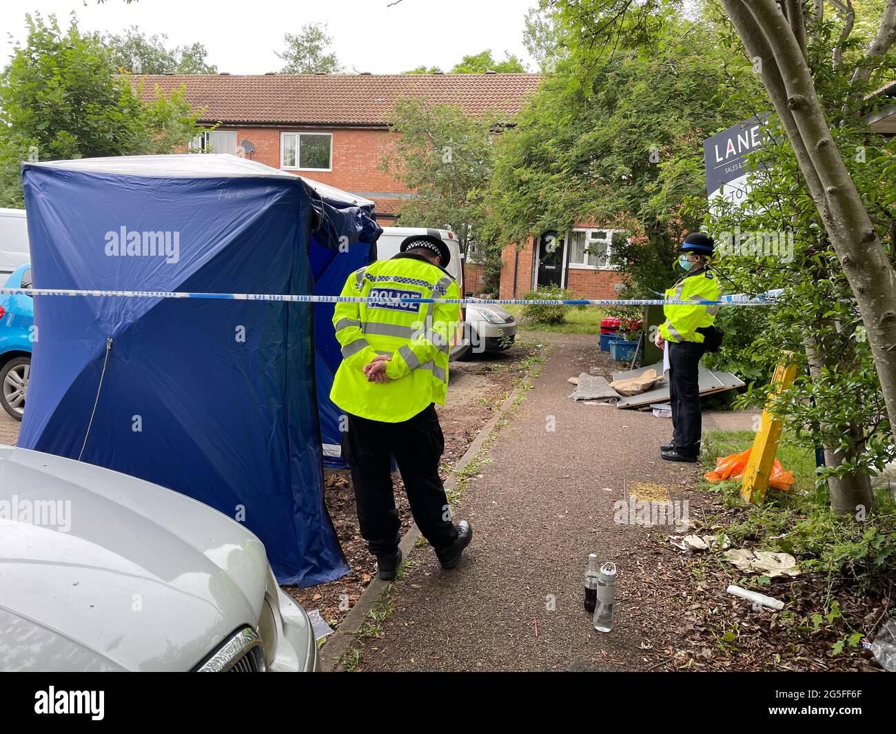 Police At The Scene In Denmead Two Mile Ash In Milton Keynes Where A