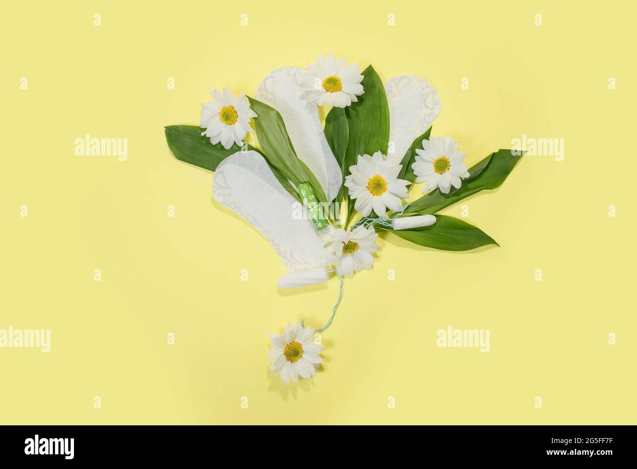 Floral clean sanitary pad, hygiene concept, women products, menstrual ...