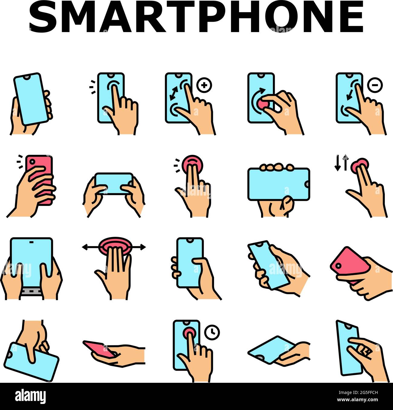 Smartphone Gesture Collection Icons Set Vector Stock Vector Image & Art ...
