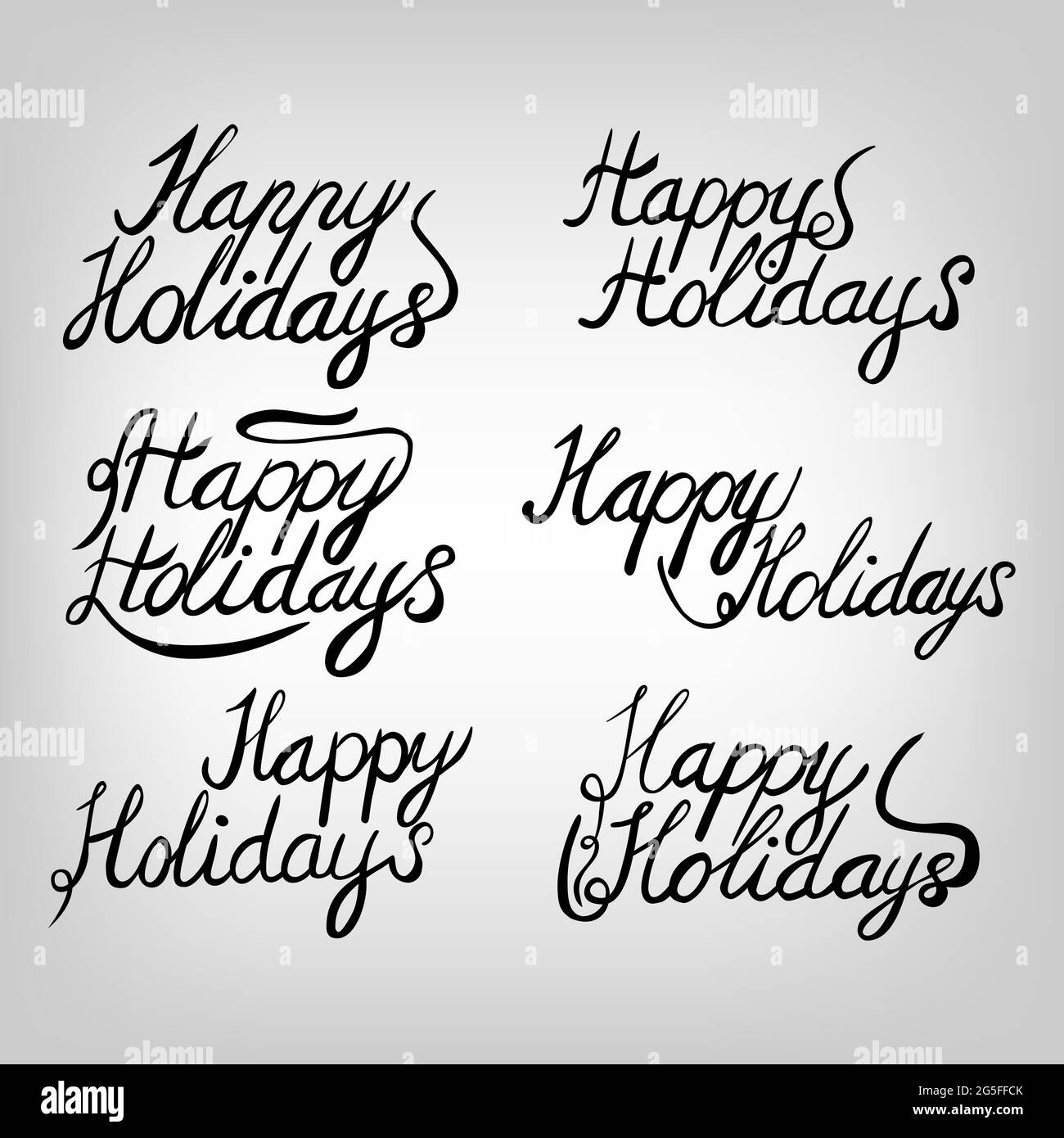 Happy holidays black ink vector lettering set Stock Vector Image & Art ...