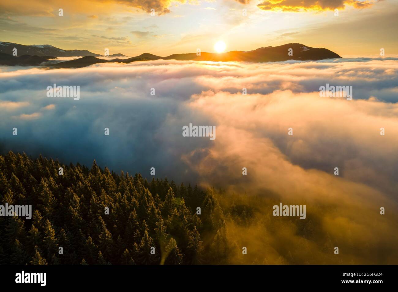 Sunlight over hills dense woodland hi-res stock photography and images ...