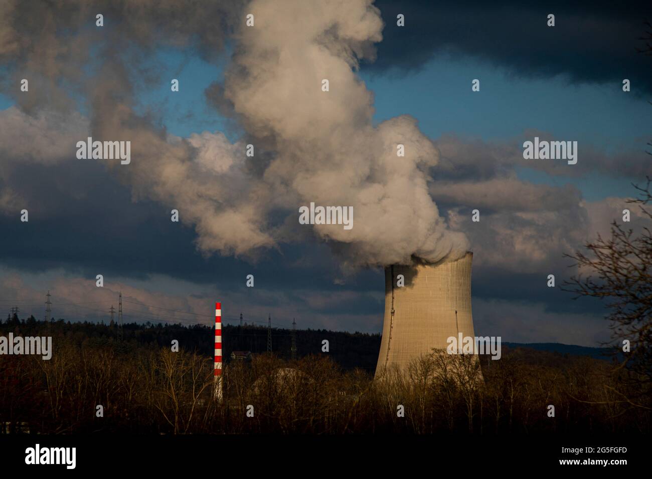 The cooling tower of the Gösgen-Däniken Nuclear Power Plant in ...