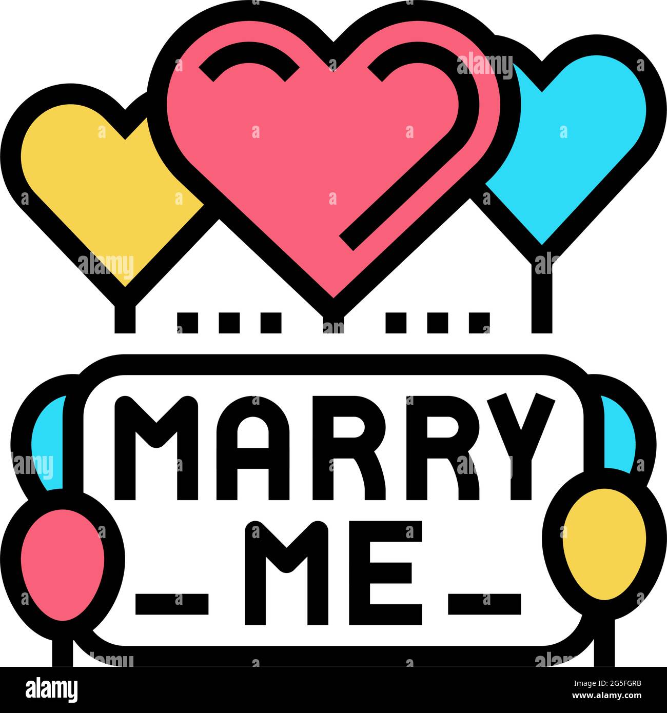proposal marry me balloons color icon vector illustration Stock Vector ...