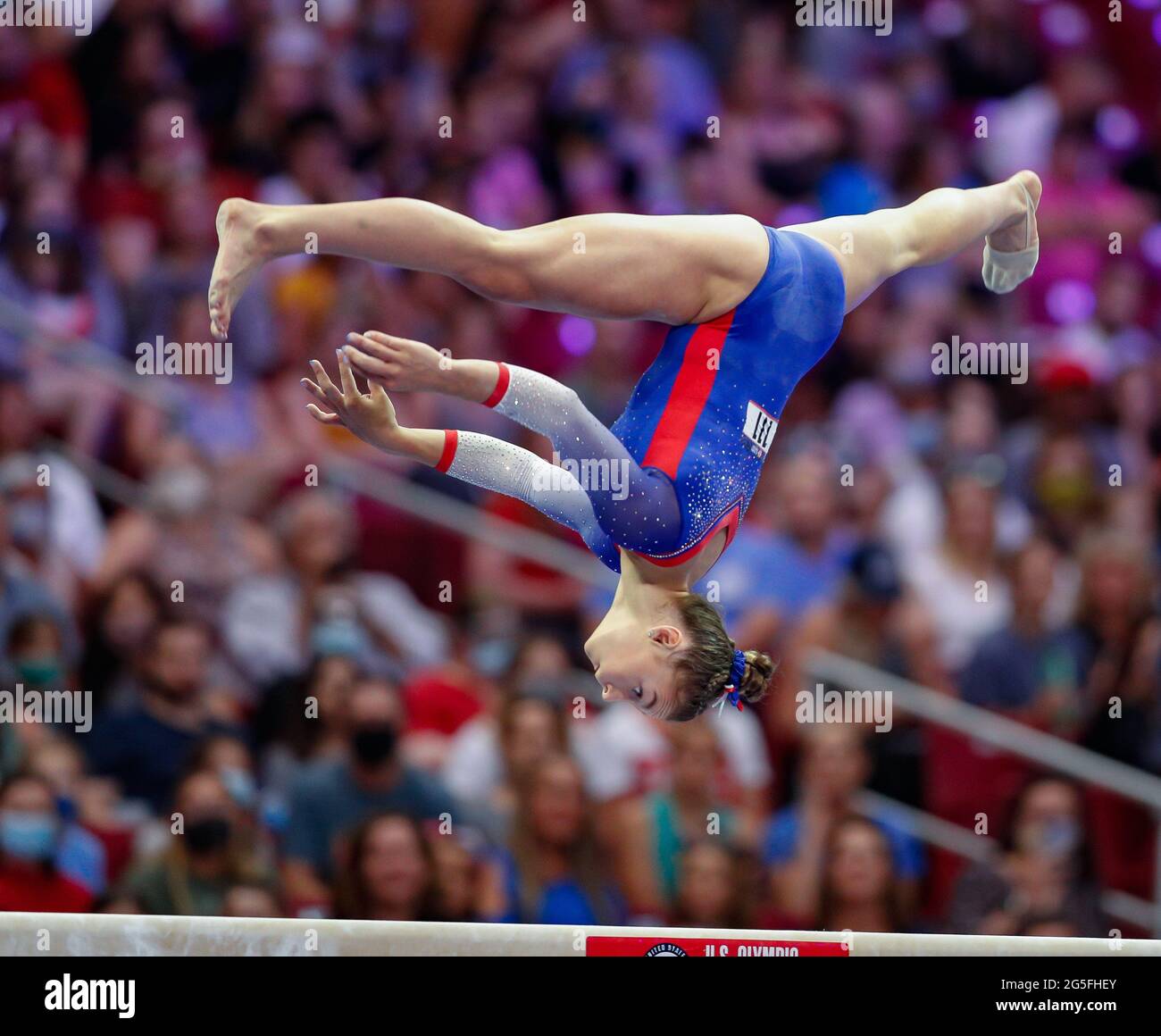June 25, 2021: Grace McCallum does a flip on the balance beam during ...